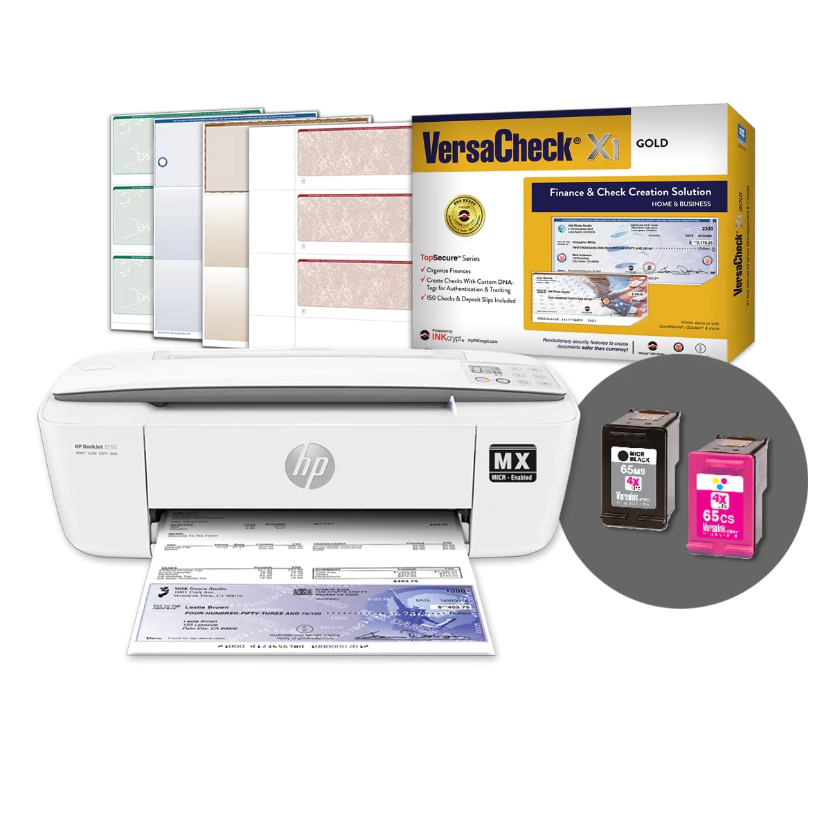 VersaCheck HP DeskJet 3755 MXE MICR All-in-One Check Printer X1 Gold ...