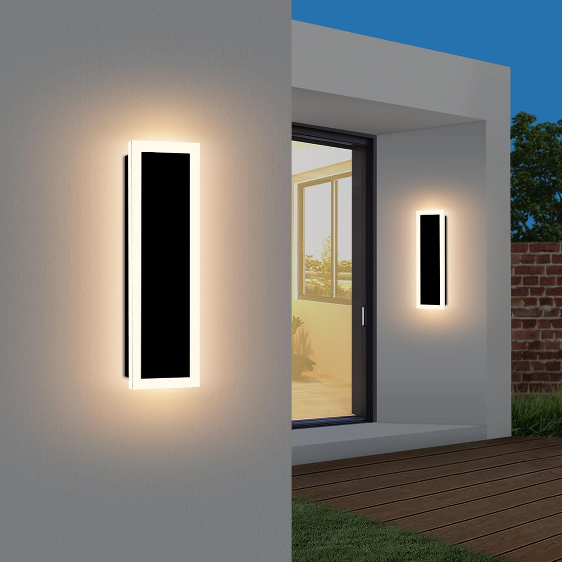 Xbuyee 2-Pack 18IN Modern Outdoor Wall Light LED Long Wall Lighting ...