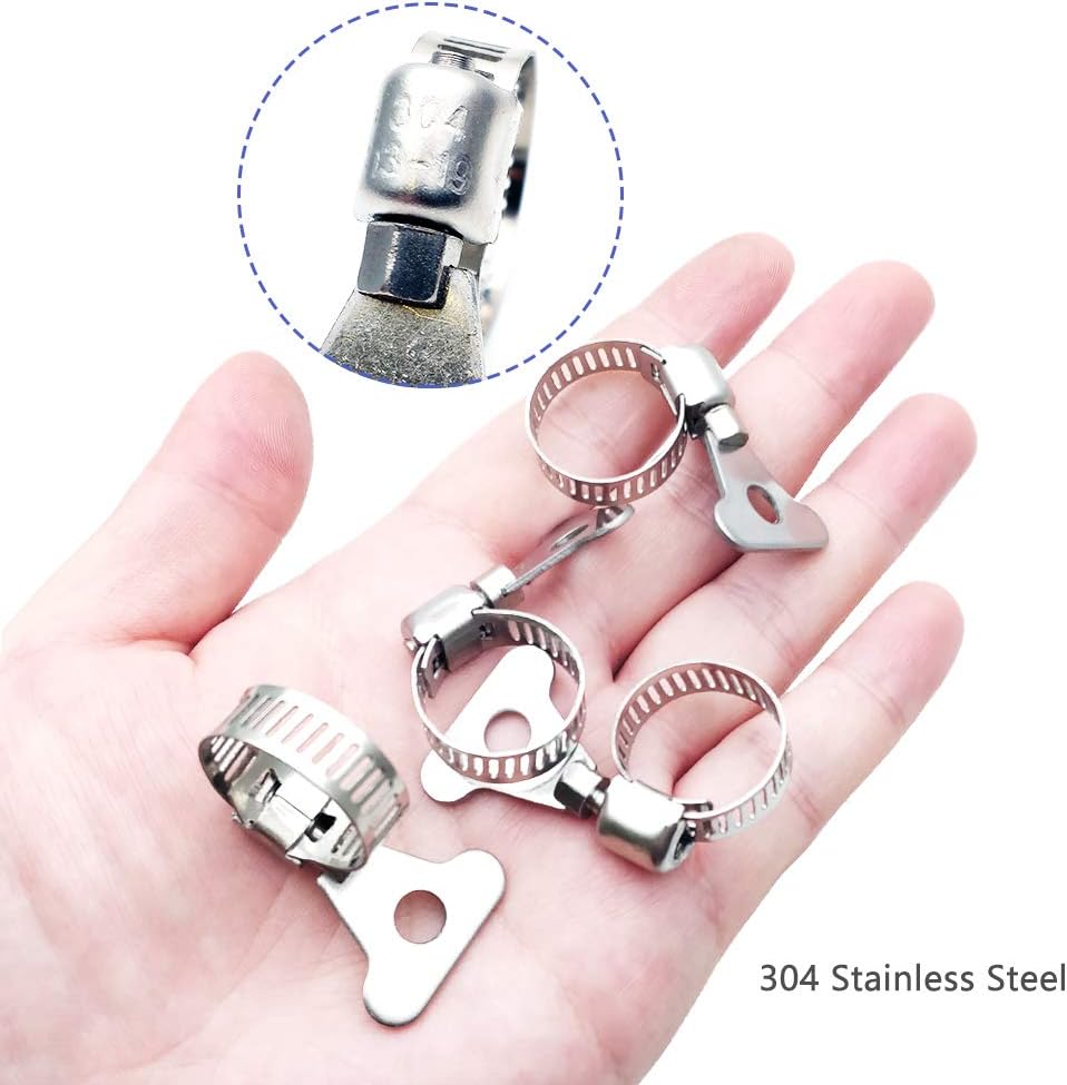 12 Pieces Adjustable Hose Clamps with Adjustable Holders 304 Stainless ...