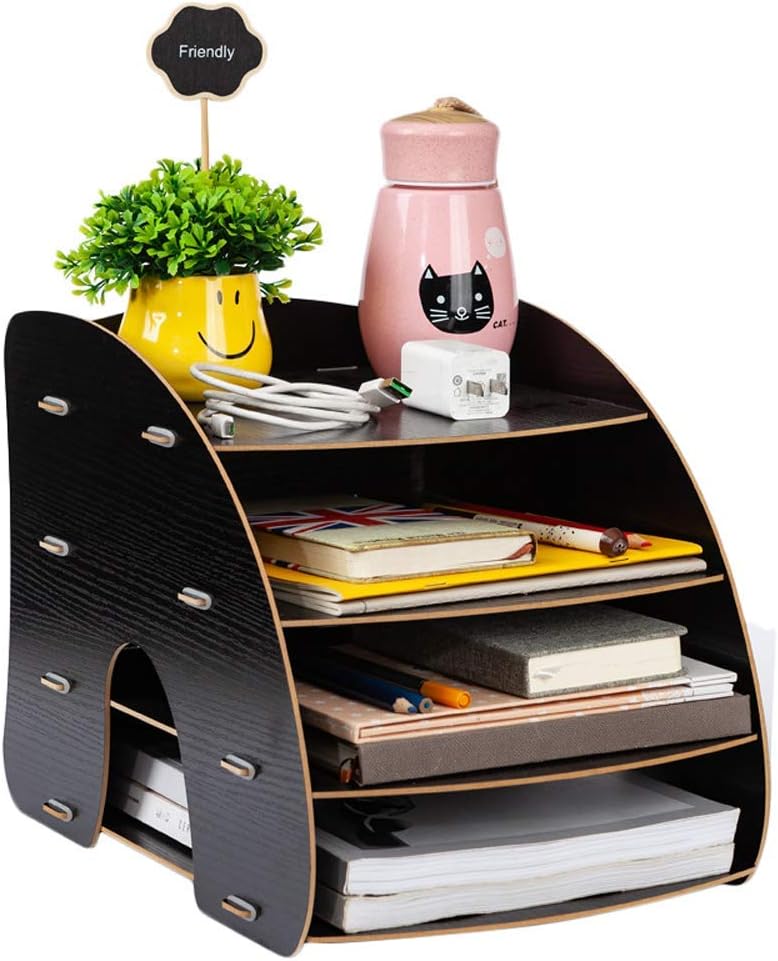 A4 Wooden Desk File Organiser Storage Rack Office File Book Rack Tray ...