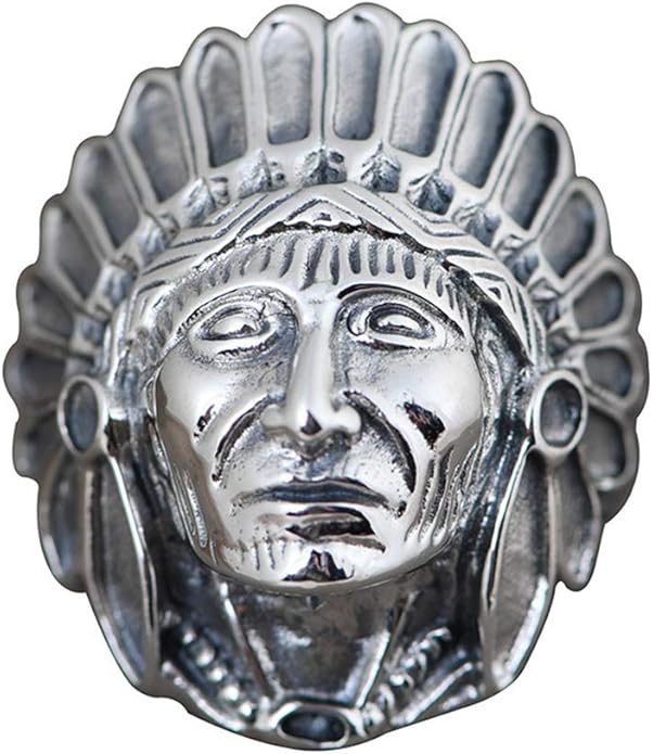 Vintage 925 Sterling Silver Native American Indian Chief Head Ring for ...