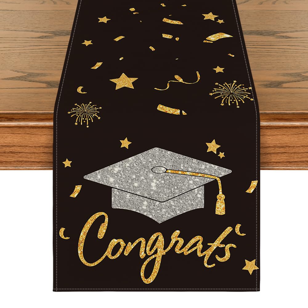 Artoid Mode Congrats Table Runner Diploma Cap, 2025 Graduation Holiday ...