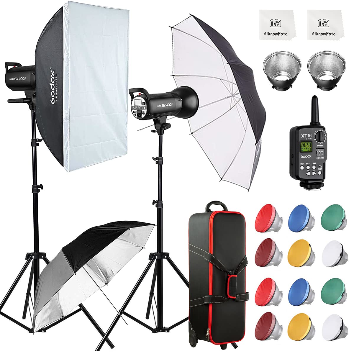 Godox 800Ws 2Packs SK400II 2.4G Studio Strobe Flash Light Kit,GN65 ...