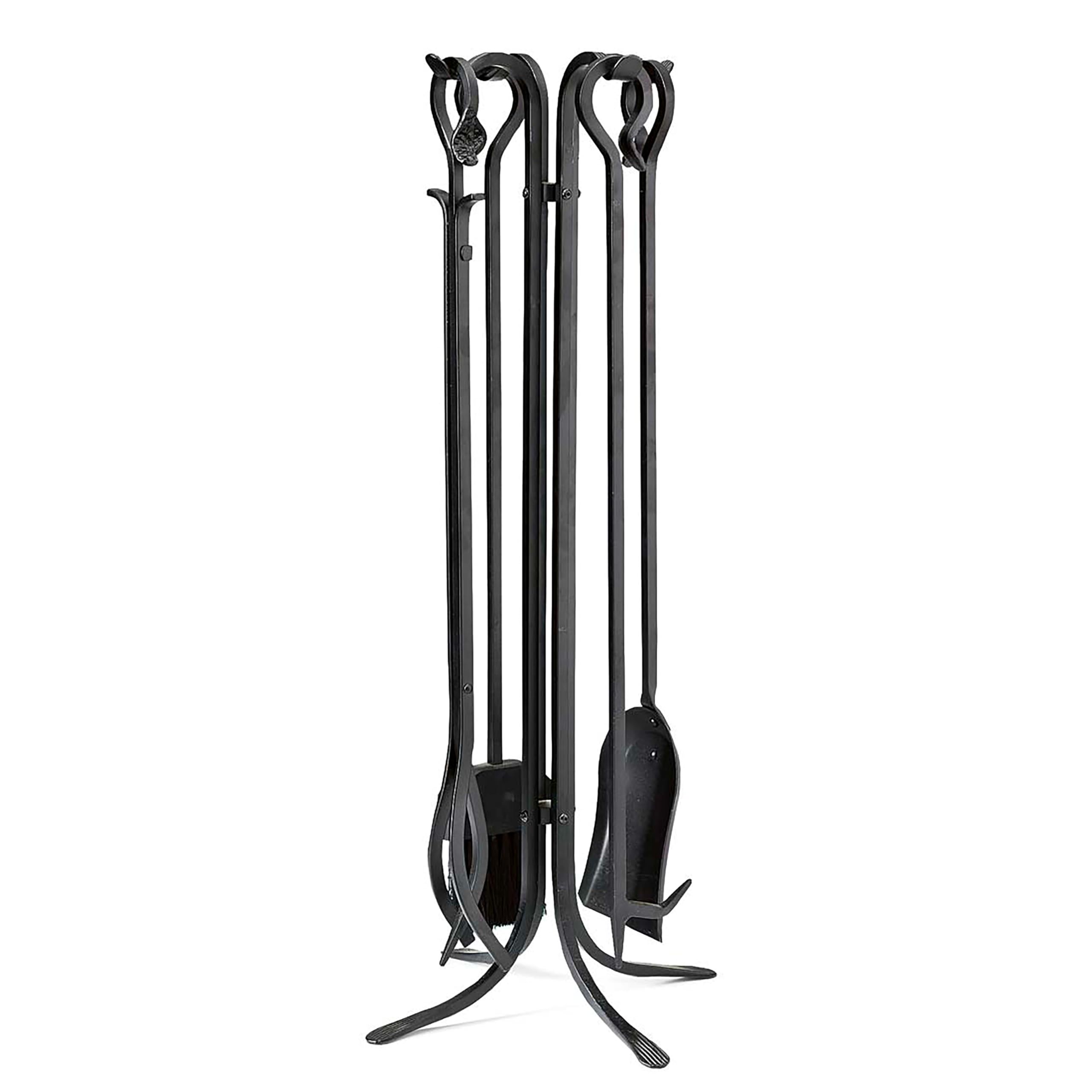 Plow & Hearth 5 Piece Hand Forged Iron Compact Fireplace Tool Set 27.5 ...