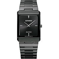 Amazon.com: Citizen Eco-Drive Large Stiletto Black Ion-Plated Watch ...