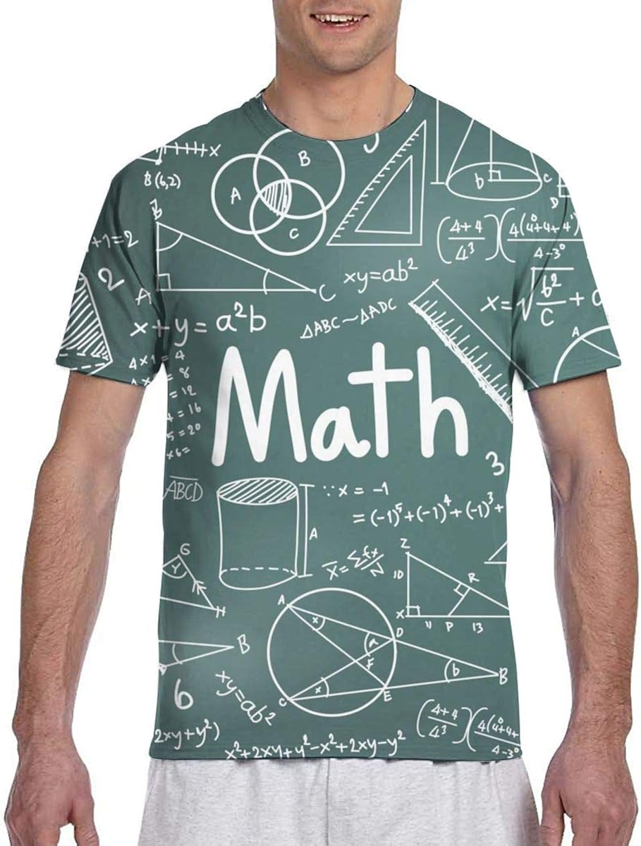 Amazon.com: Math Theory and Mathematical Formula Men's Crew Neck T ...