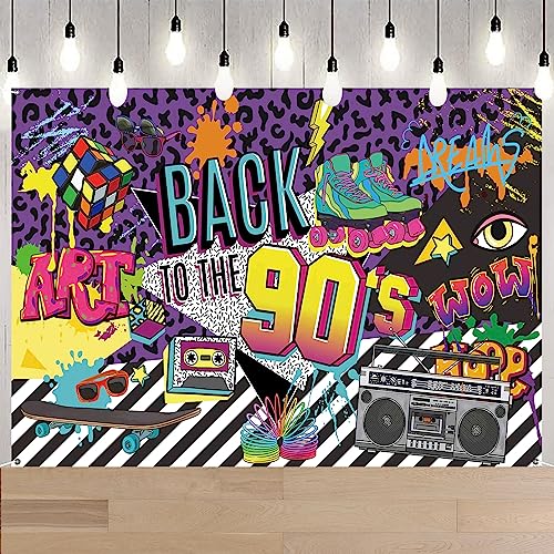 LLMSIX Back to The 90'S Party Backdrop 90s Party Decorations 90s Theme ...