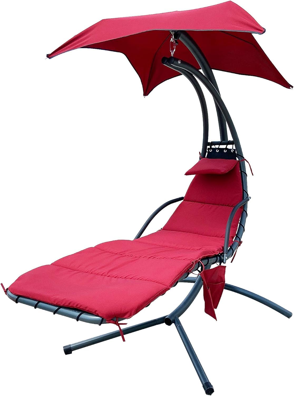 Elevon Hanging Curved Chaise Lounge Chair Swing w/Built-in Cushion ...