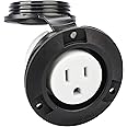 Veepeak 15 Amp Flanged Shore Power Outlet 125 Volt NEMA 5-15R ...