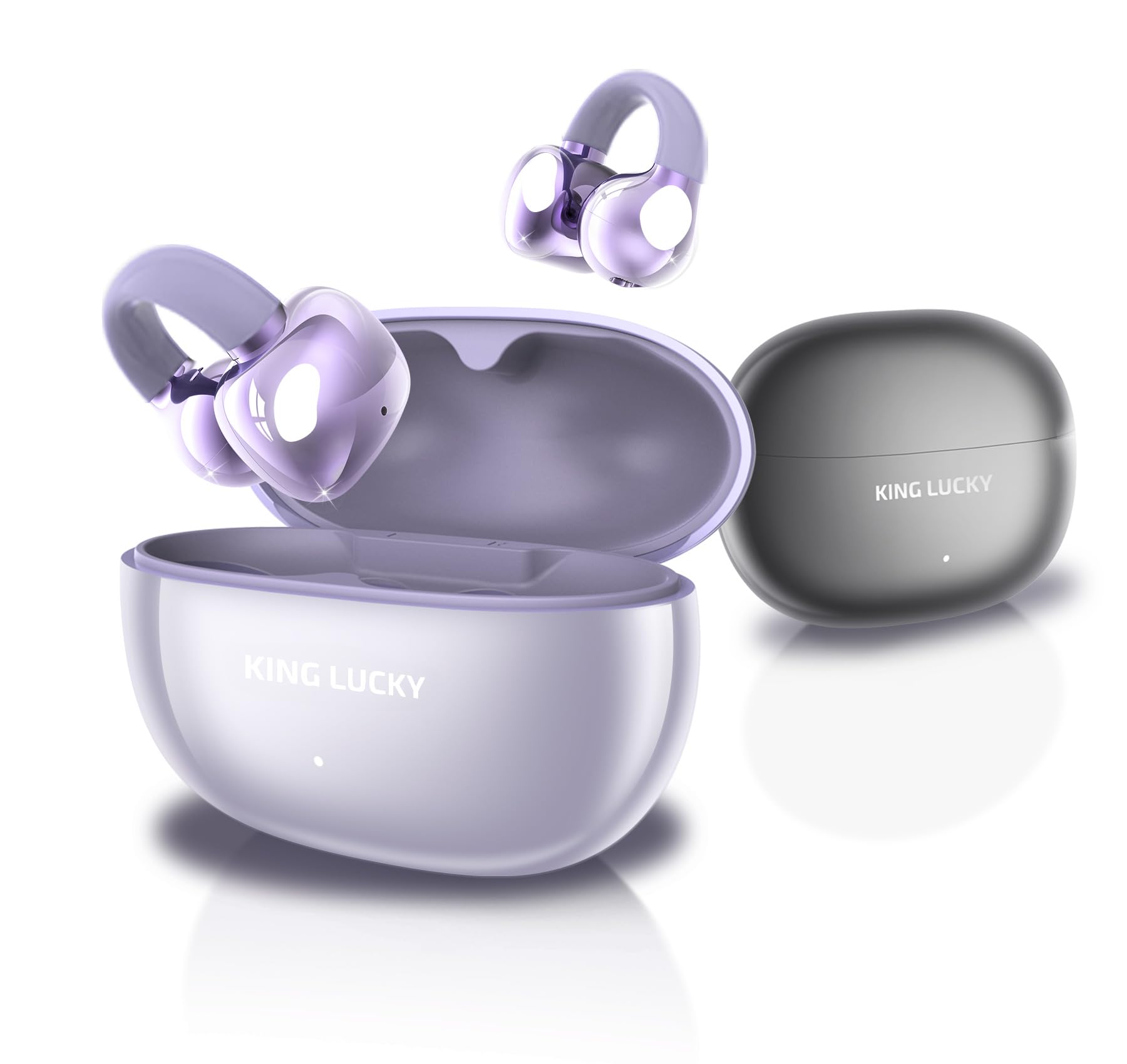 King Lucky Clip on Earbuds Open Ear Wireless Bluetooth 5.4 Headphones ...