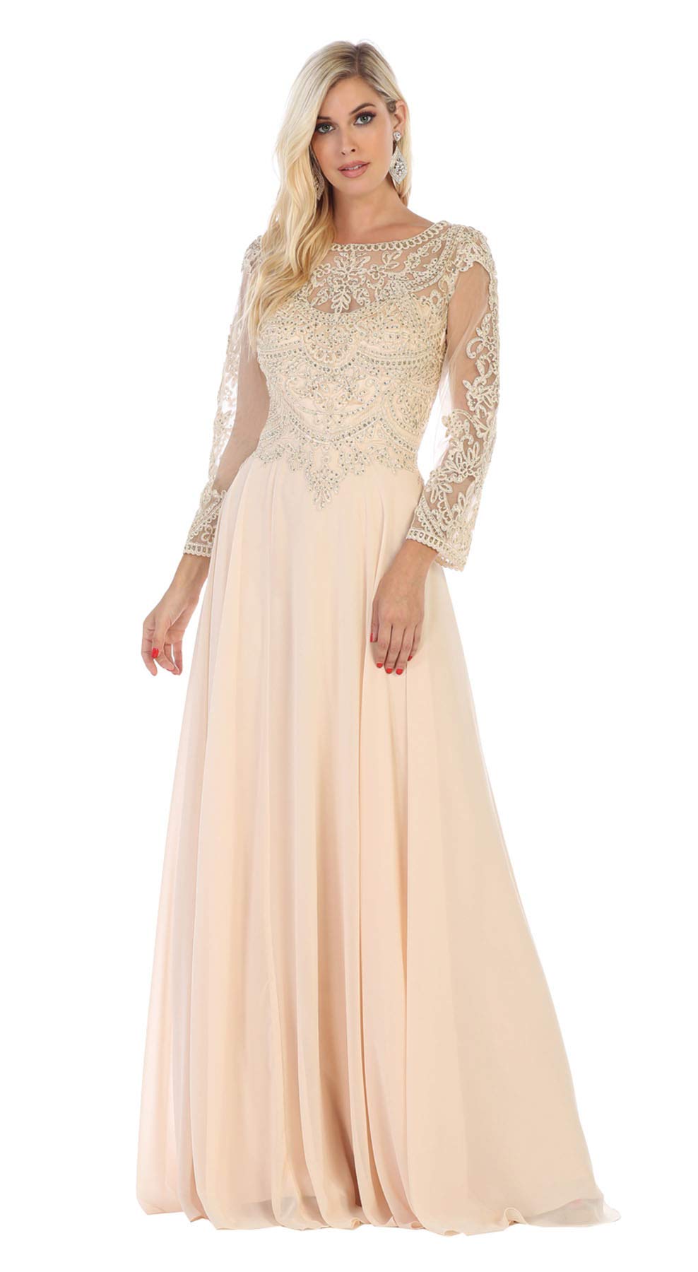 Formal Dress Shops Inc FDS1615 Long Sleeve Mother Of The Bride Gown