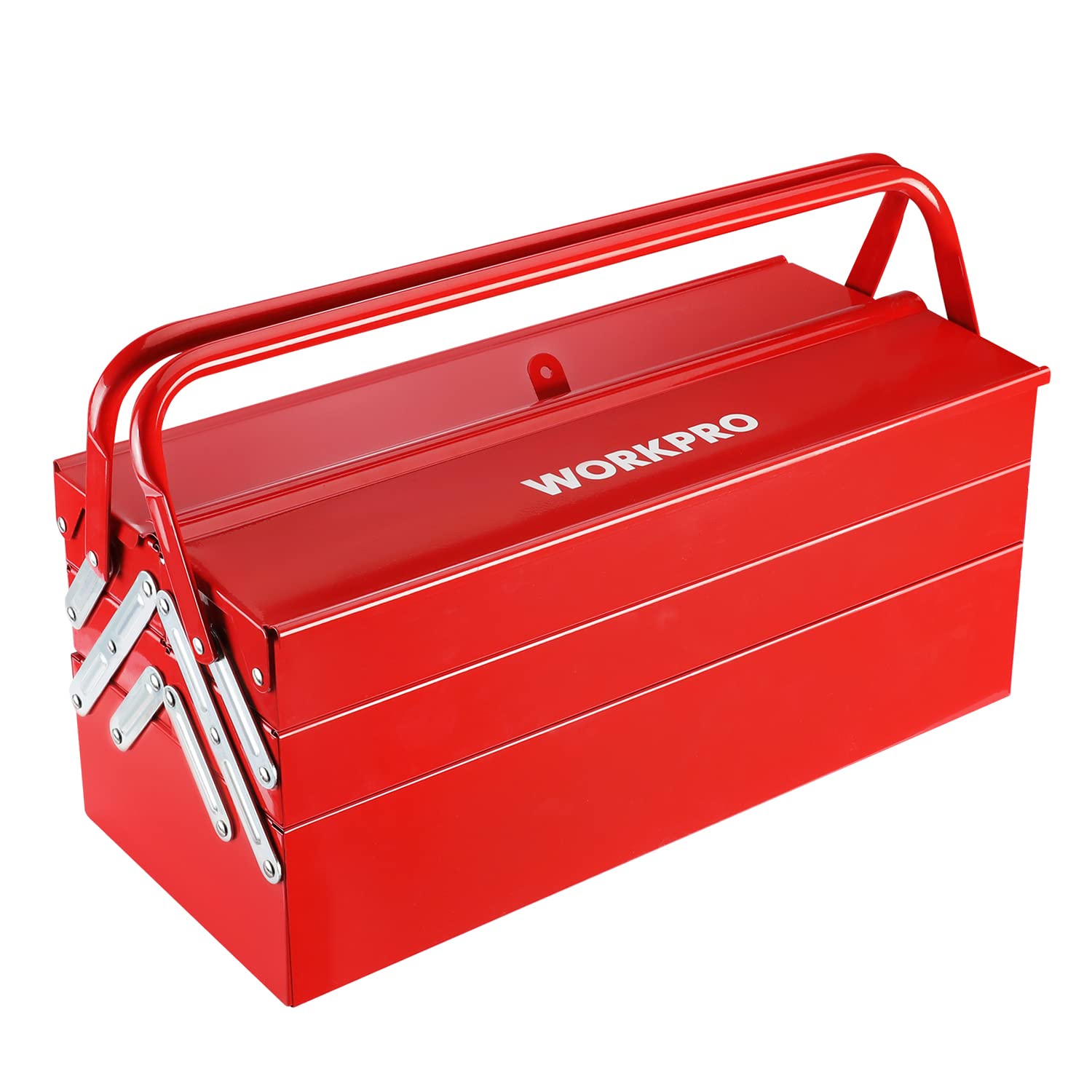 Mua WORKPRO Metal Tool Box, 18-inch Cantilever Folding Red Storage Box ...
