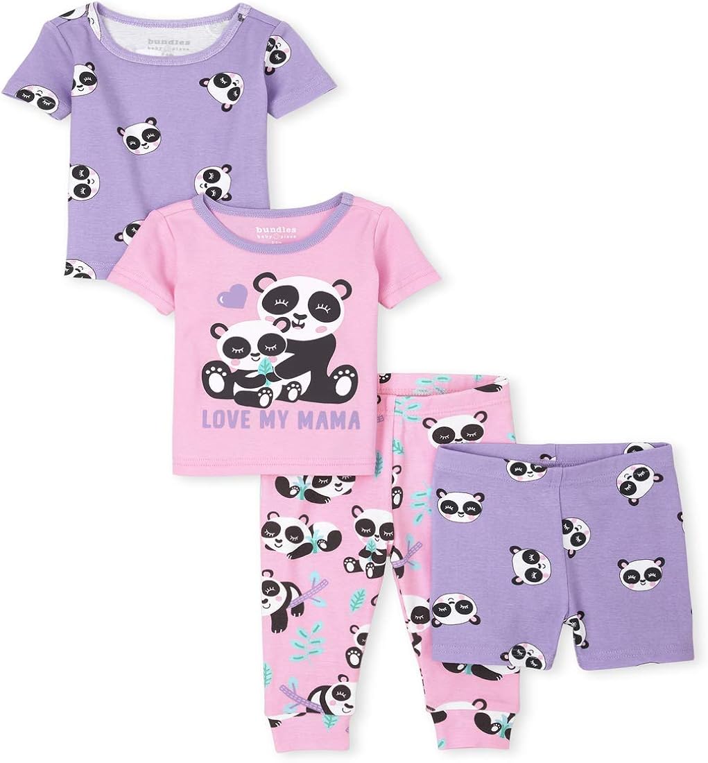 The Children's Place Baby Girls' Panda Four Piece Pajama Set, Charisma ...