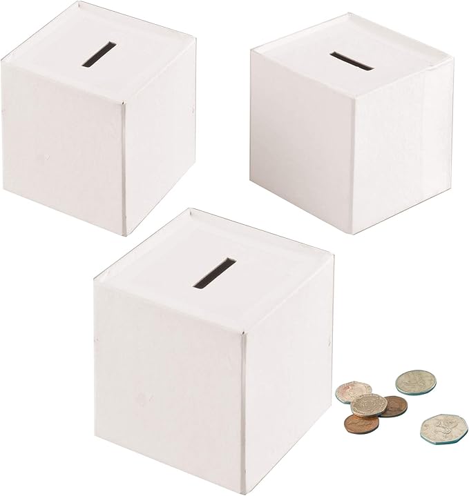Baker Ross EV3024 Cube Money Boxes (Pack of 3), Perfect for Children to ...