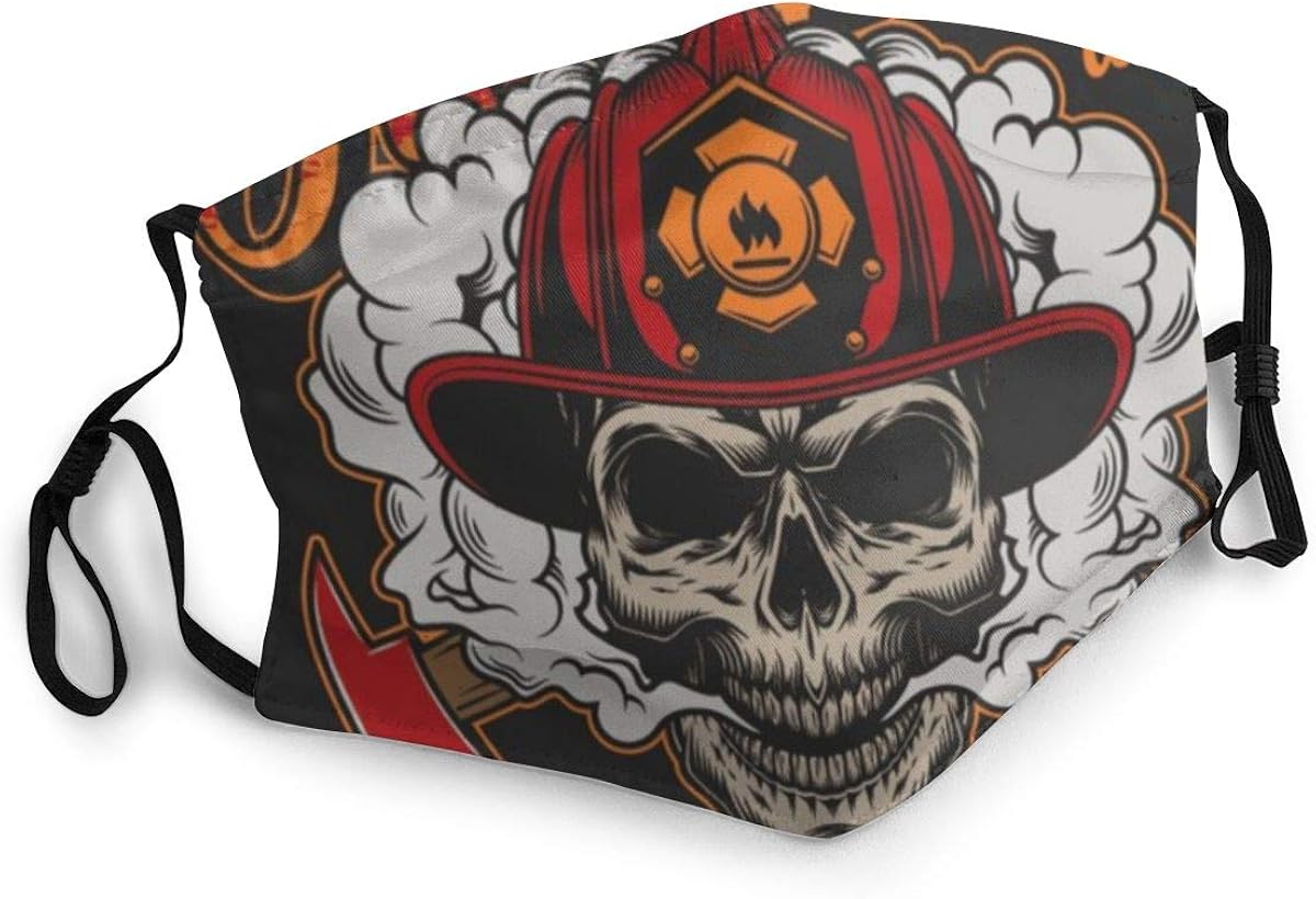 Breathable Face Masks Vintage Firefighter Colorful Label Template with ...