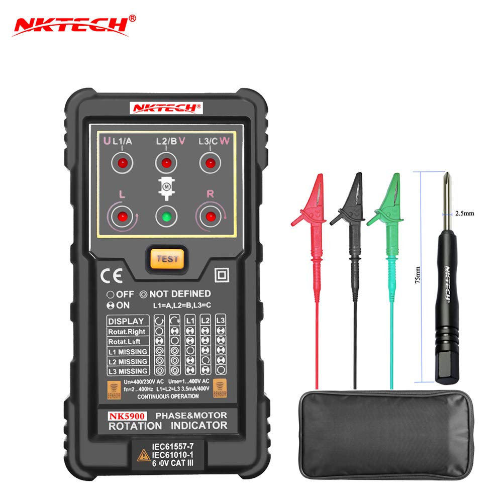NKTECH NK5900 Three Motor Phase Rotation Indicator Meter Sequence ...