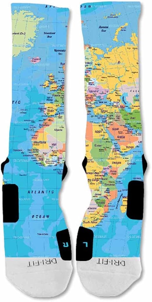 EliteDesignzz Men's World Map Custom Design Socks at Amazon Men’s ...