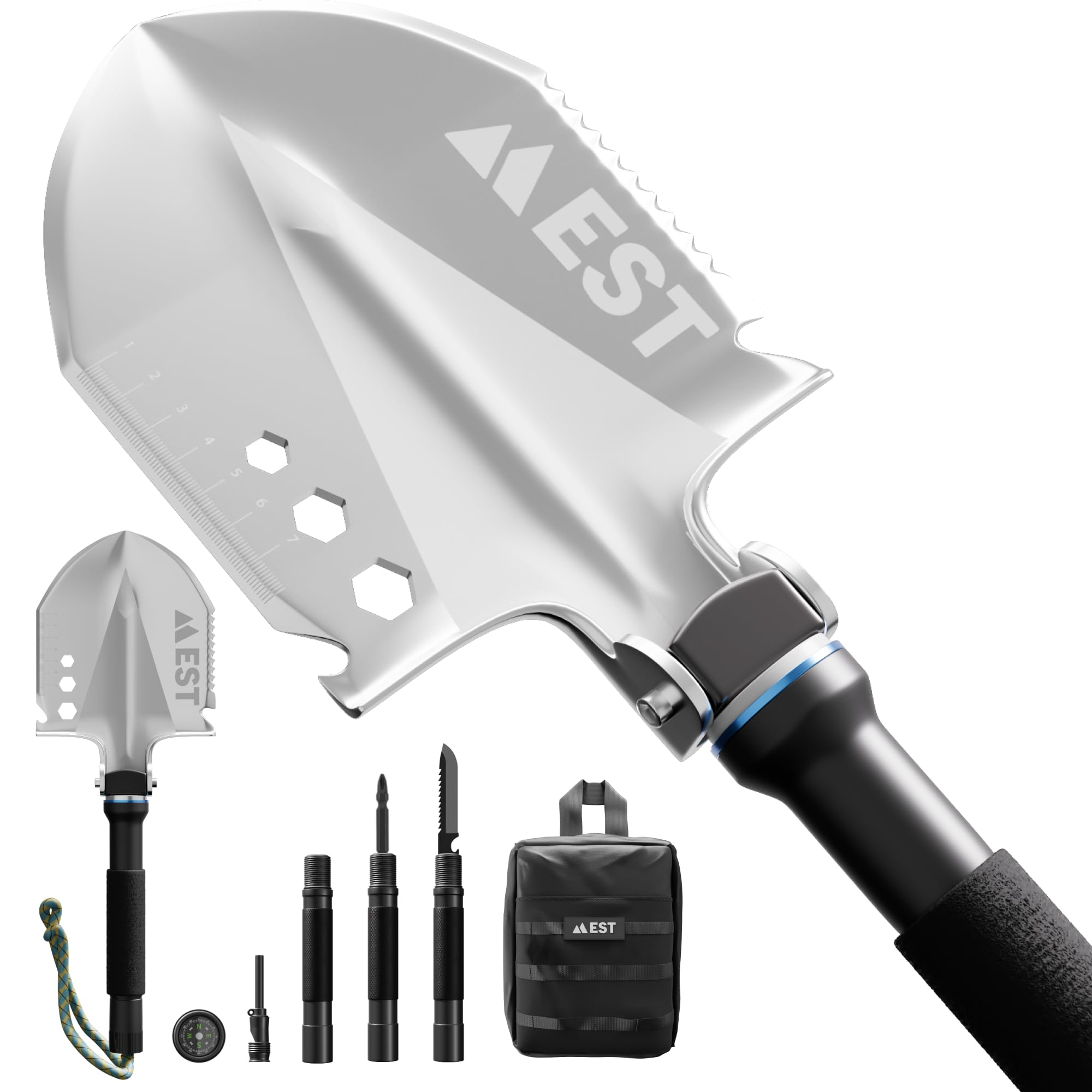 EST Gear Survival Shovel - The Ultimate 18-in-1 Camping Shovel for ...