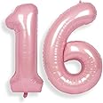 Amazon.com: SUWEN 40 Inch Pink Large 16 Number Balloons Big Foil Helium ...