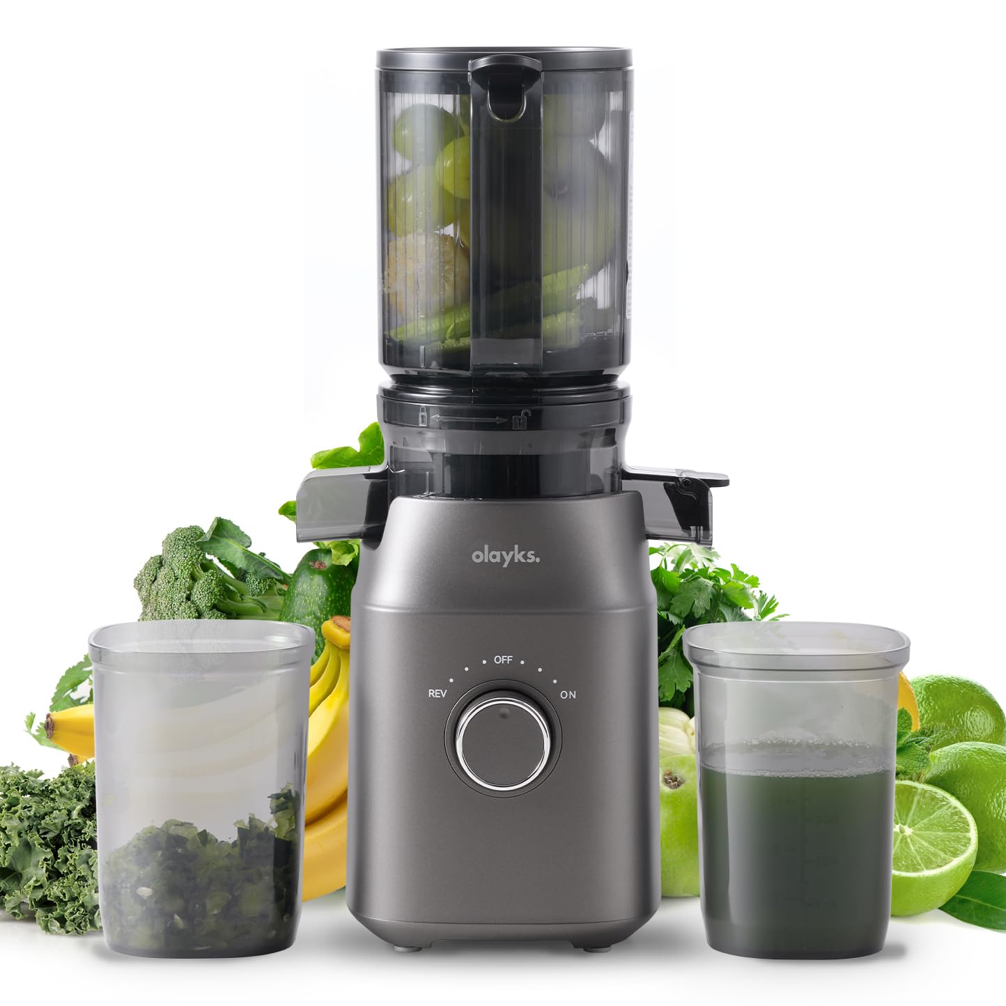 Juicer Machines, Olayks Cold Press Juicer with 4.3" Large Feed Chute ...