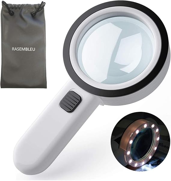 Lupe 5X mit Licht 12 LED, Beleuchtet Leselupe Handlupe ...