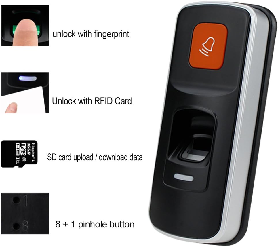 HFeng 125KHz RFID Fingerprint Lock Door Access Control System Kit Biometric Access Controller ...