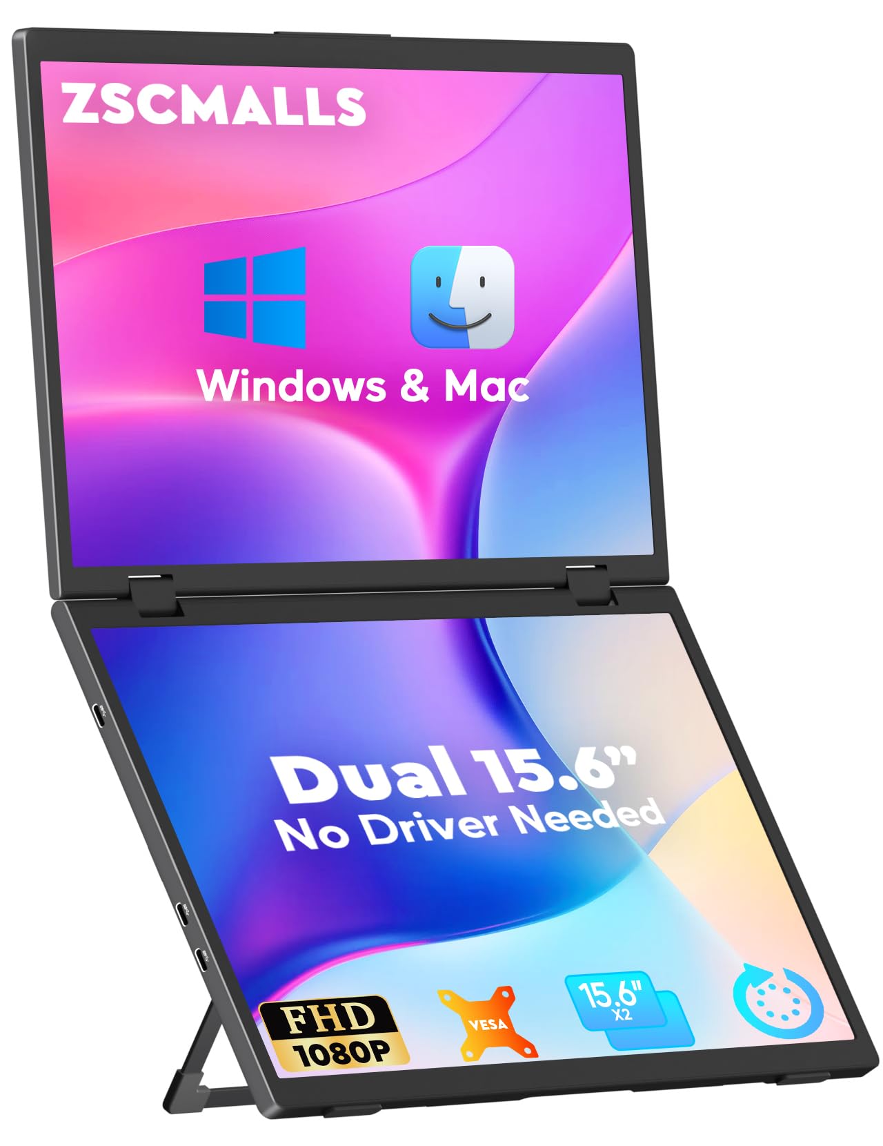 Mua ZSCMALLS 15.6" Dual Monitors (Wins/Mac) Folding Stacked Portable ...