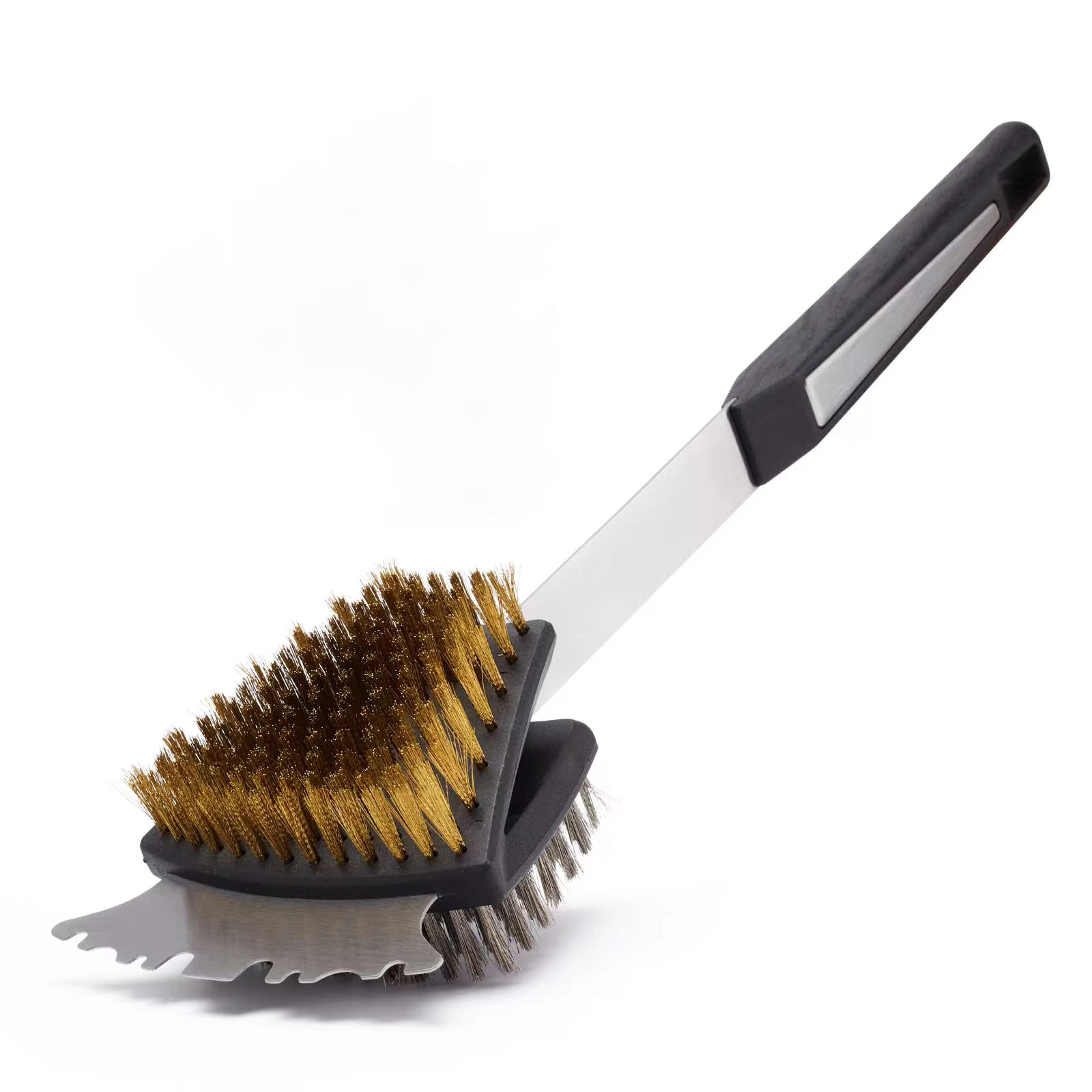 Double Sided Grill Cleaning Brush and Scraper, 16.5" BBQ Brush ...