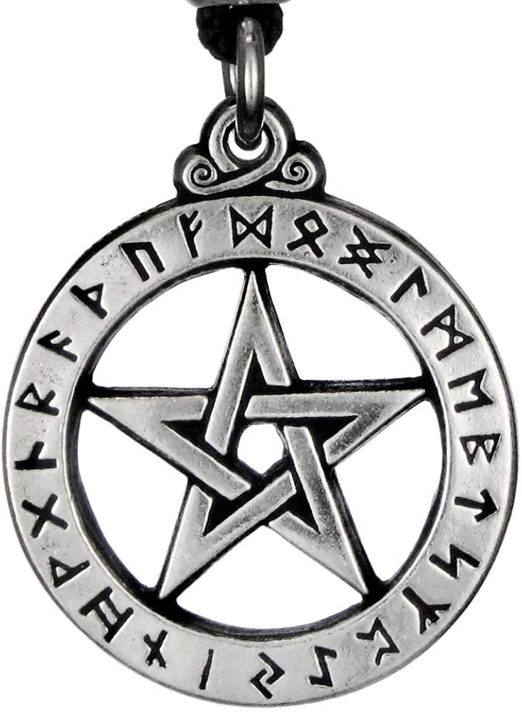 Small Rune Alphabet Pentacle Pentagram Pendant Norse Wiccan Asatru ...