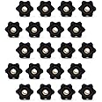 20PCS 6-Star Knobs, 1/4 Inch 20 Knob, Plastic Hexagon Head Thru Knobs, Nylon Clamping Knobs, Jig ...