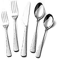 Amazon.com | KINGSTONE Hammered Silverware Set, 20-Piece Flatware Set ...