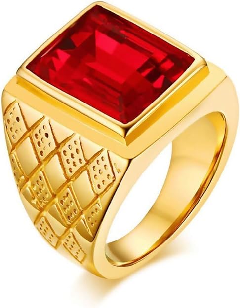 BOBIJOO Jewelry - Chevalière Bague Homme Pierre Rouge Faux Rubis Royal ...