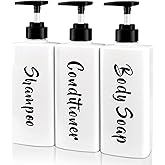 Amazon.com: Shampoo and Conditioner Dispenser, Refillable Plastic Shampoo Pump Bottles with ...