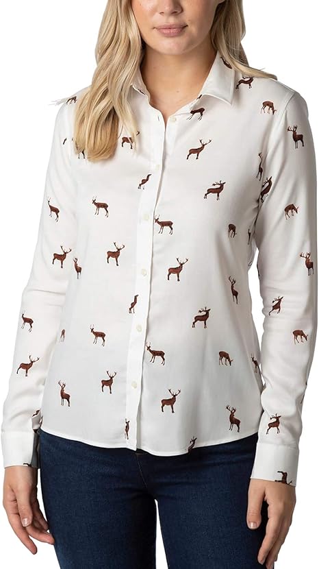 Ladies Printed Country Style Blouse with an Elegant V-Neckline and ...