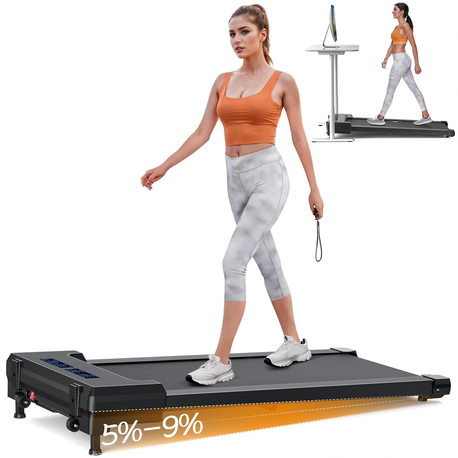 Walking Pad with Auto Incline, Max 9% 3 Stage Incline Under Desk ...