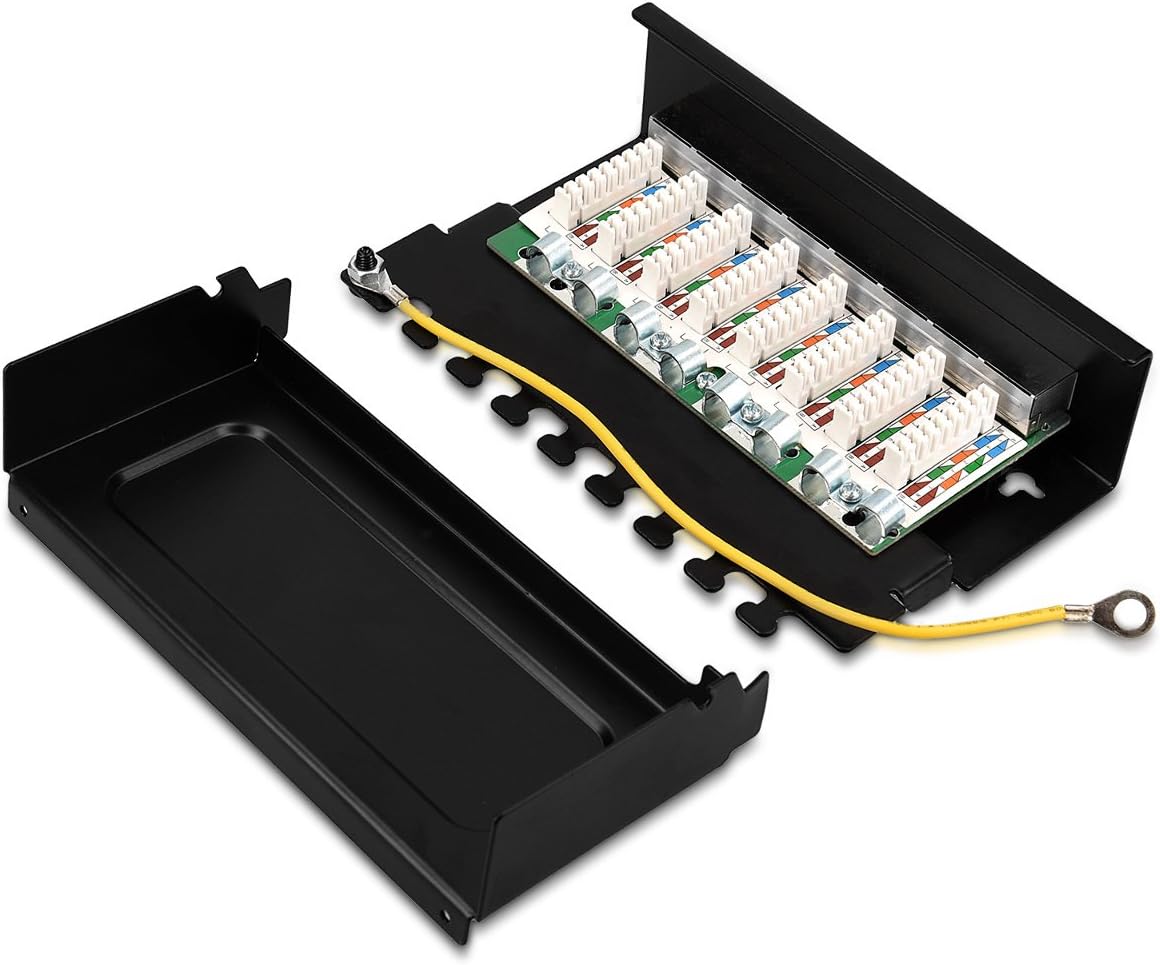 kwmobile 8 Port Patch Panel – RJ45 Cat6 Shielded Network Splitter Panel ...