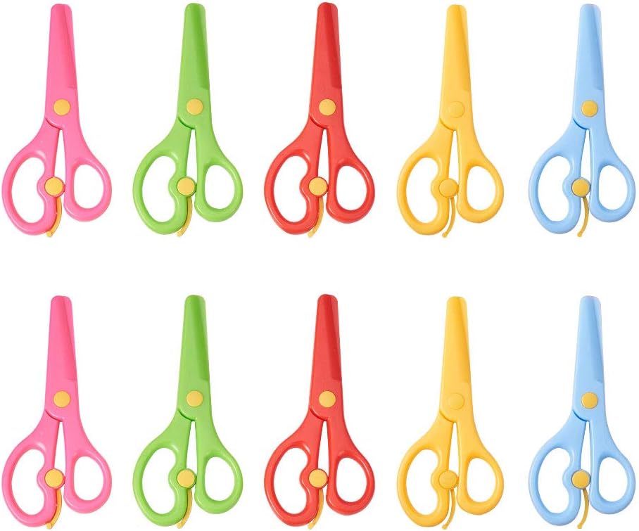 WANDIC Safety Scissors, Set of 10 Children Plastic Scissors Preschool ...