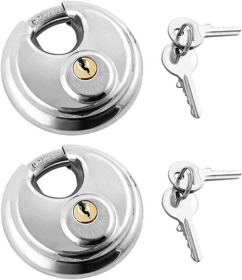QWROK Round Disc Lock , Outdoor Heavy Duty Keyed Padlocks with Keys ...