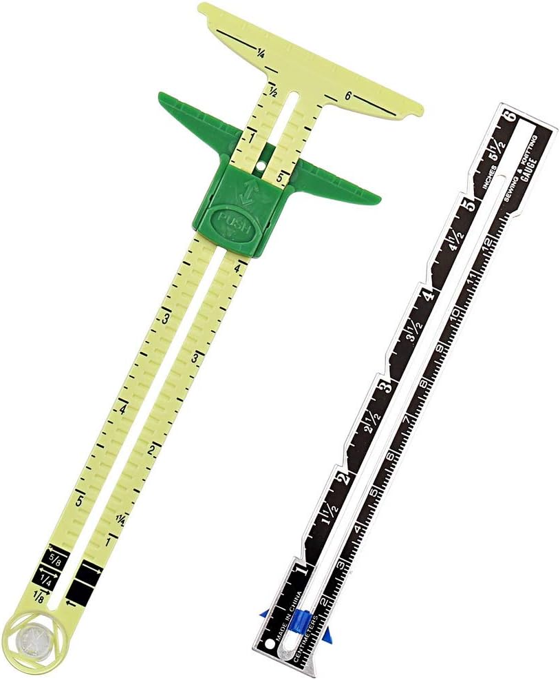 kuou 2 Pcs Sliding Gauge Measuring Sewing Ruler Tool, 5-in-1 T-Shaped ...