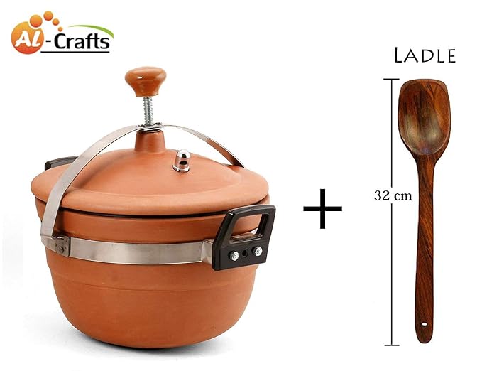 Buy Free 1 Ladle with 3 LTR Clay/Earthen Cooker for Curry/Dal/Frying ...