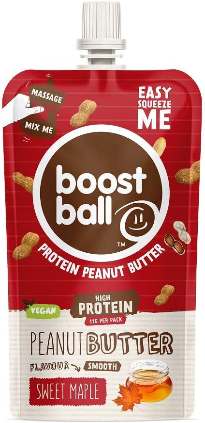 Boostballs High Protein Peanut Butter, Squeezy Pouch, Vegan Protein ...