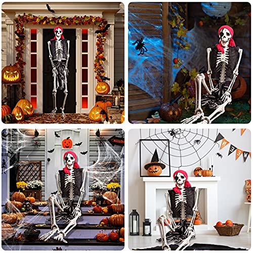 5.4 Ft Halloween Skeleton, Realistic Human Posable Life Size Pirate ...