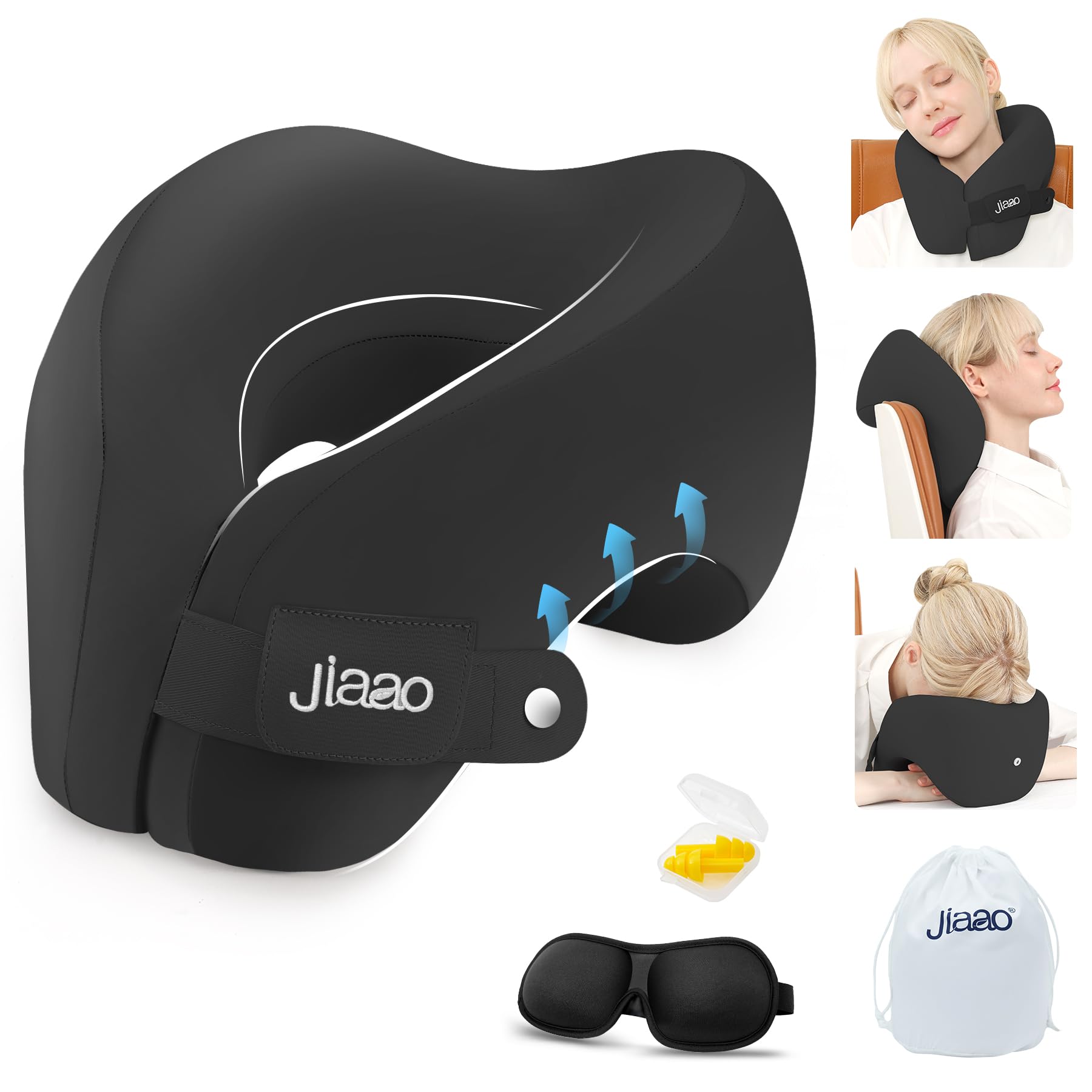 Jiaao 2-in-1 Travel Neck Pillow, Advanced Neck Support for Long Flights ...