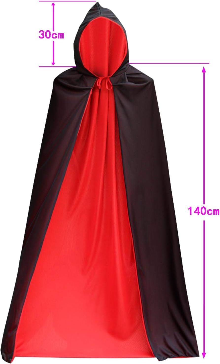 Halloween Costume 170cm Black Red Vampire Cape Dracula Devil Hoody ...