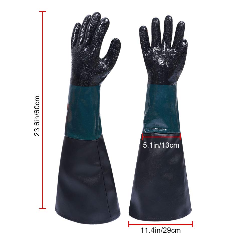 Heavy Duty Rubber Sandblasting Sandblaster Gloves, Sand Shot Grit Bead ...