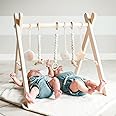 Amazon.com : funny supply Wooden Baby Gym with 6 Gym Toys Foldable Baby ...