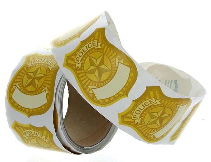 Buy Police Badge Name Tag Stickers Roll of 100 School Party Supplies ...