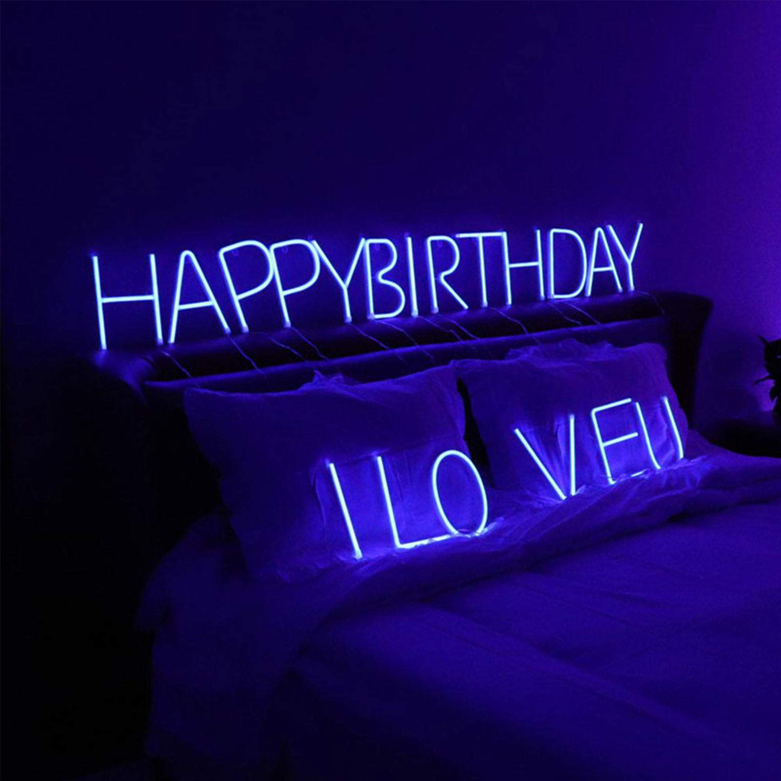 ENUOLI Blue LED Neon Letter Light, USB Batteries Operated Letter Sign ...