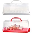 Amazon.com: Set of 2 Plastic Rectangular Loaf Cake Storage Container ...
