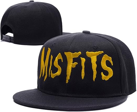 Misfits Logo Adjustable Snapback Caps Embroidery Hats - Black/Gold ...